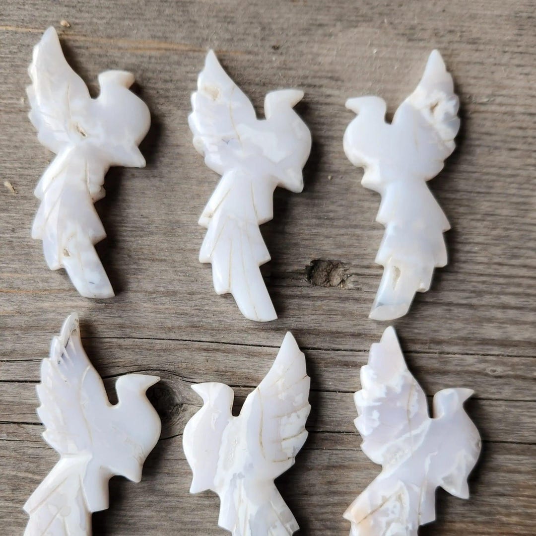 Snow Agate Phoenix Bird, Carved Snow Agate, Carved Crystal Phoenix ...
