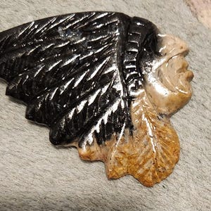 Indian Head, Petrified Palm Root, Carved Crystal Indian Head, Indian ...