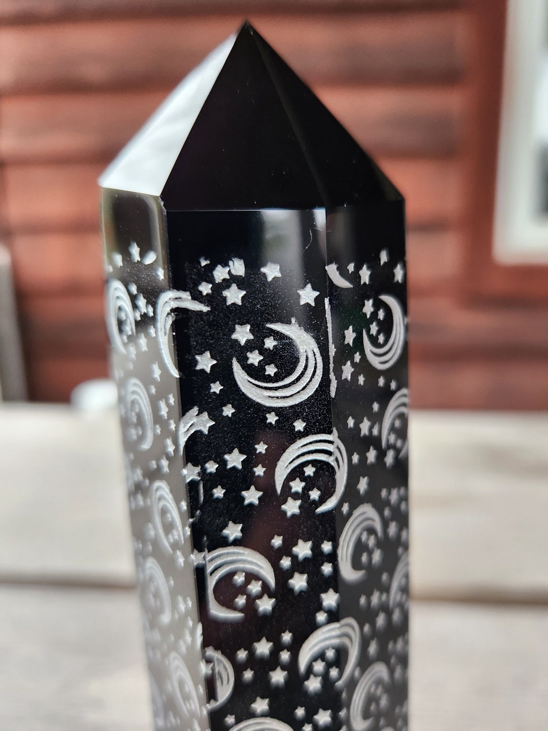 Obsidian Tower With Moon and Stars - Etsy