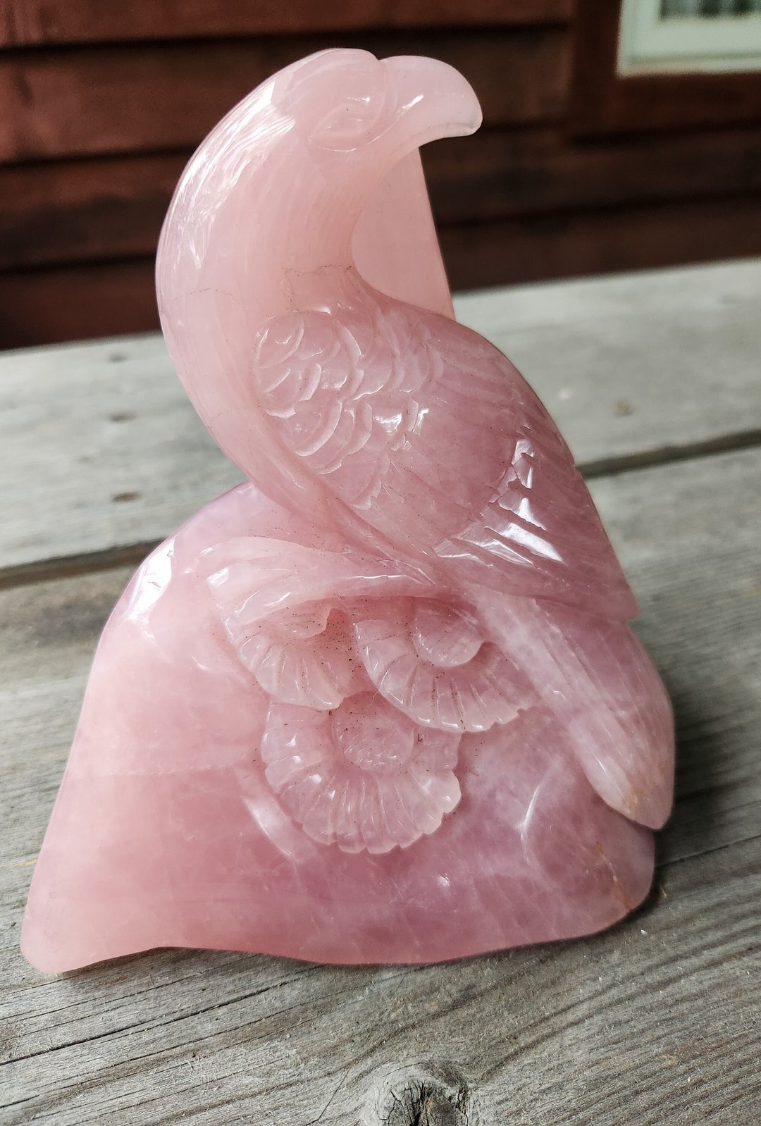 Rare Rose Quartz Carved Parrot - Etsy