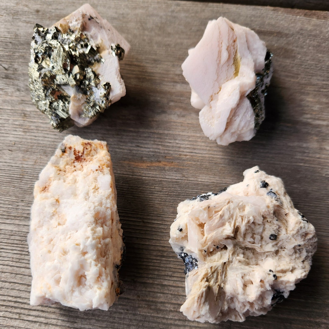 Rare Raw Pink Calcite and Pyrite With Hematite and Specularite UV ...