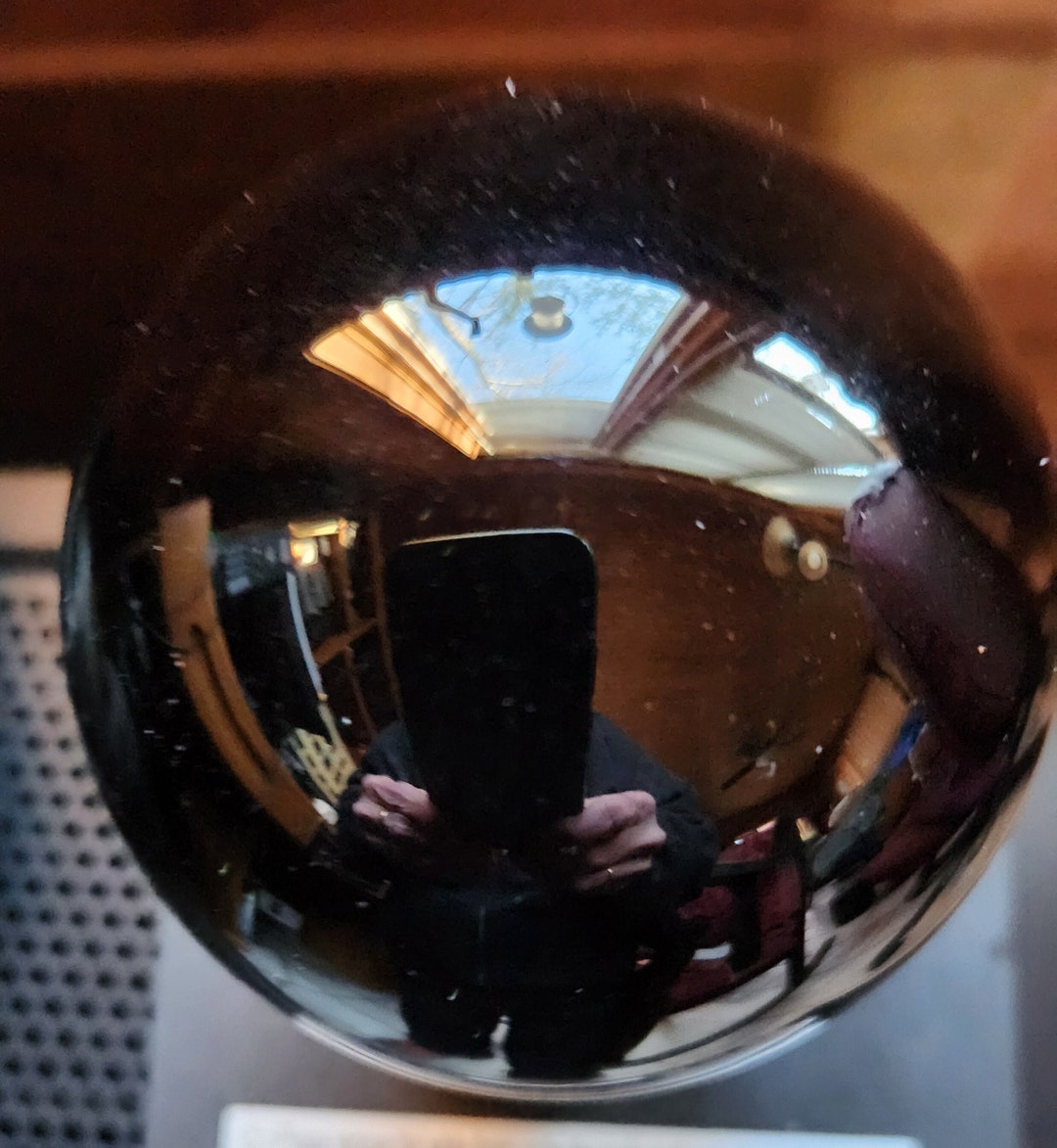 Large Obsidian Sphere With Wood Stand - Etsy