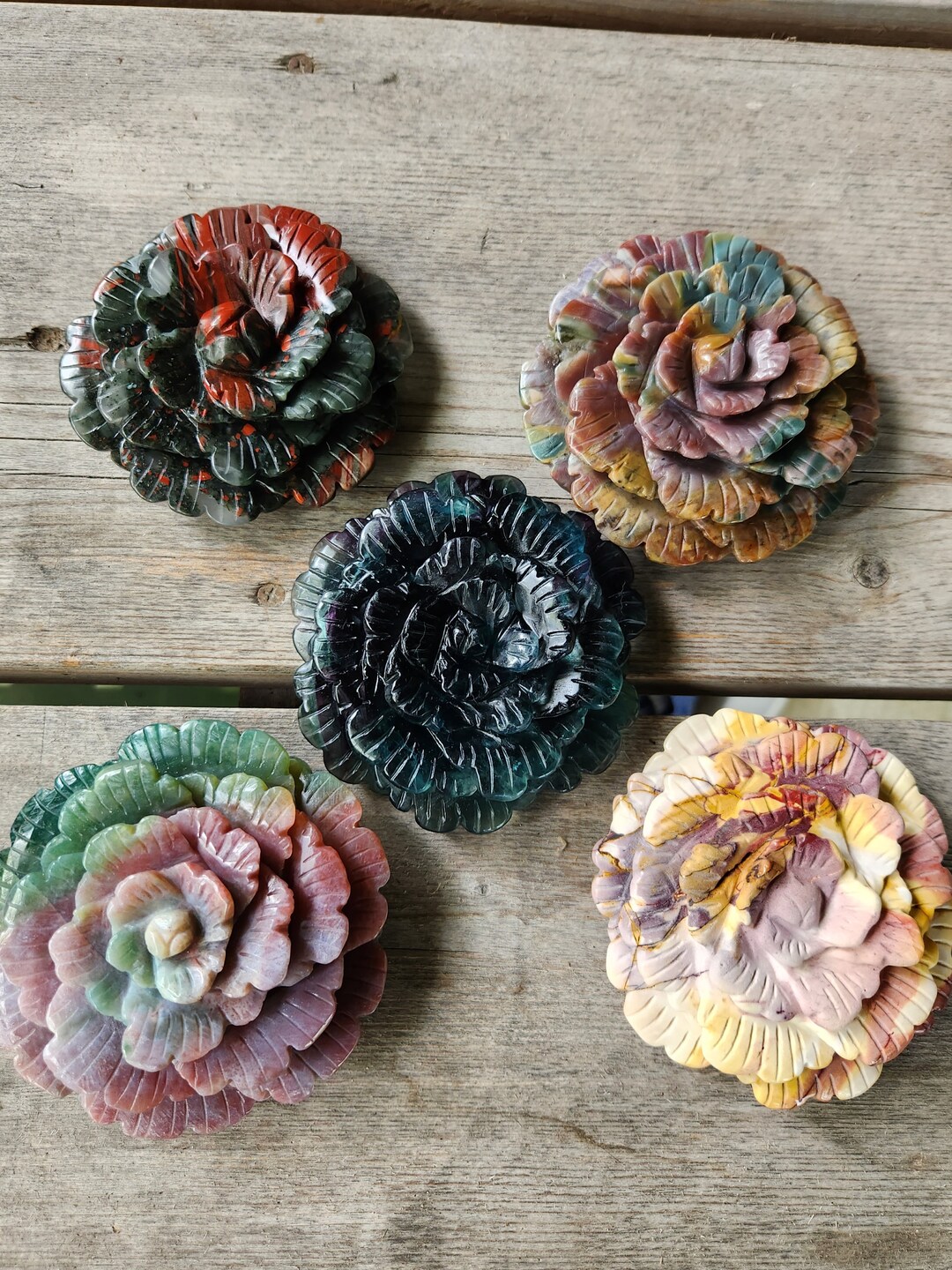 Large Carved Crystal Peonies - Etsy