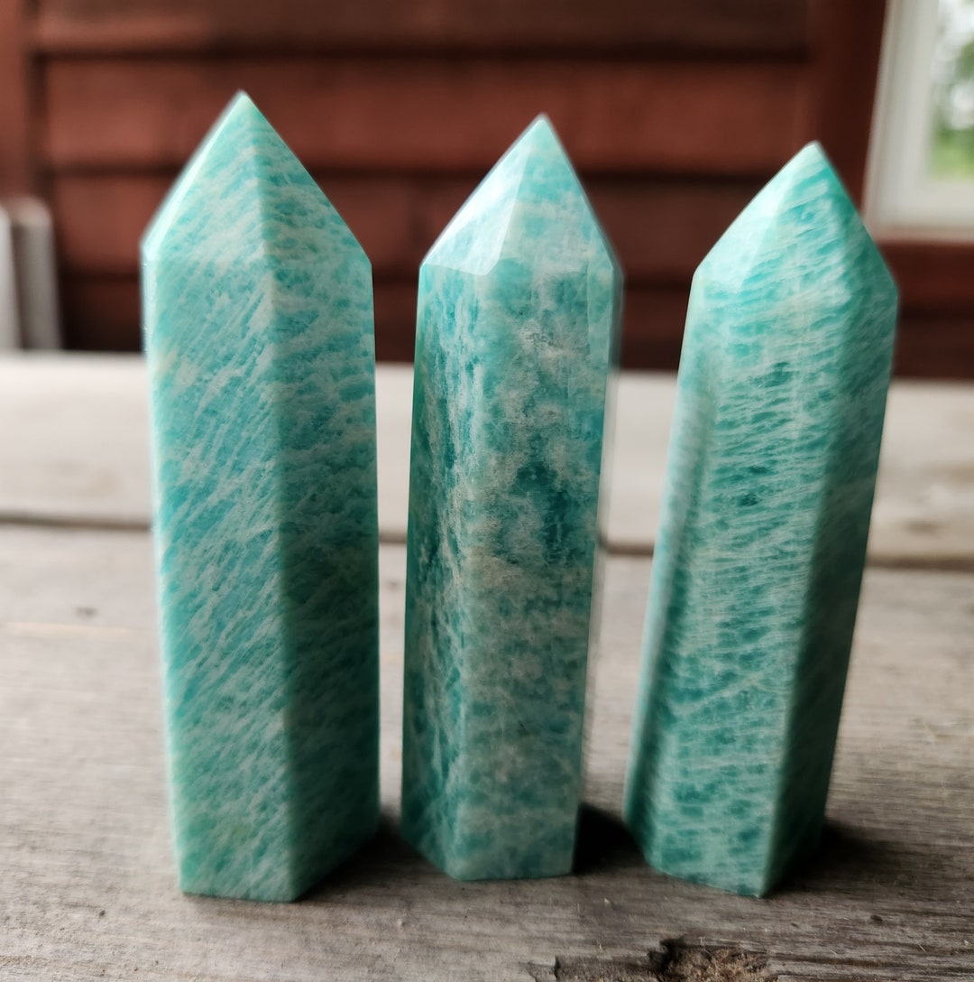 Amazonite Towers, 3.5", Pretty Blue Points, Crystal Wand, Glimmering ...