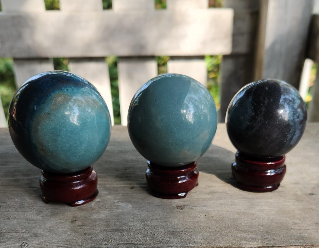 Beautiful Blues Trolleite Spheres With Stand, 3 Spheres to Choose From ...