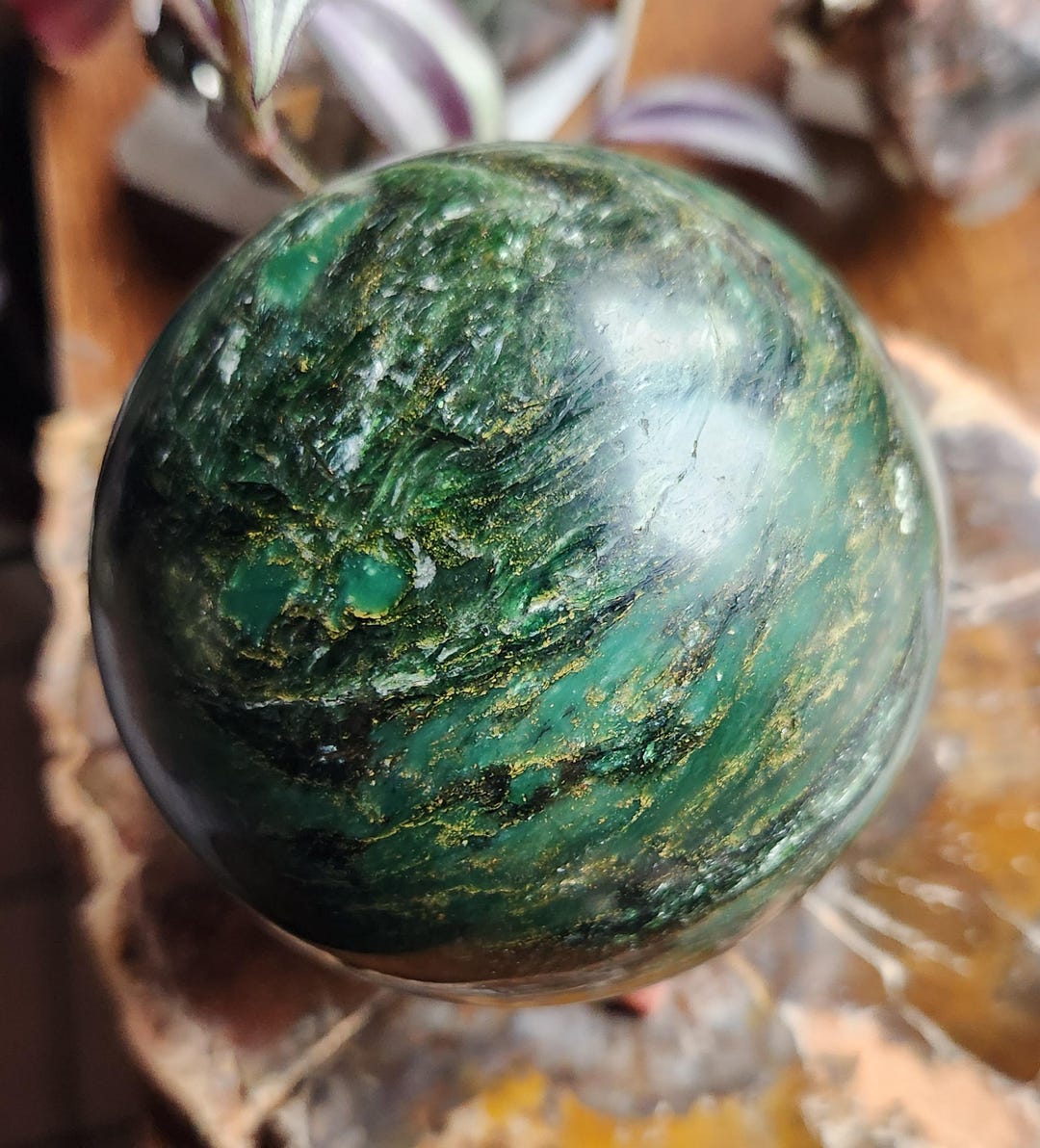 Gigantic 3.3 Inch Diameter Emerald Sphere 2LB 1.5OZ, Emerald, Mica and Quartz, Beautiful Green ...
