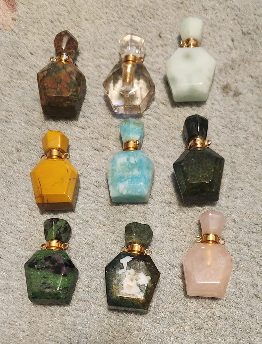 Semi-precious Stone, Perfume Oil Bottles, Carved Crystal Perfume ...