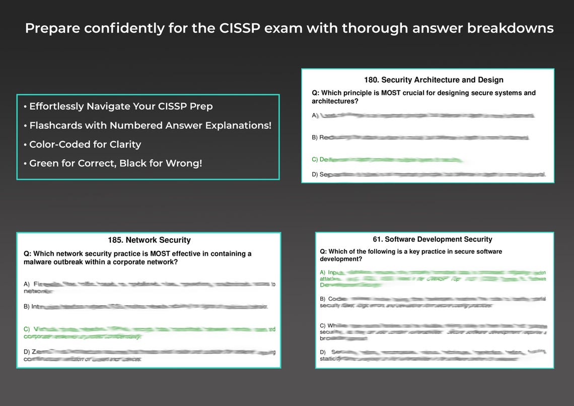CISSP Exam Prep: 206 Flashcards With Answer Explanations (digital ...