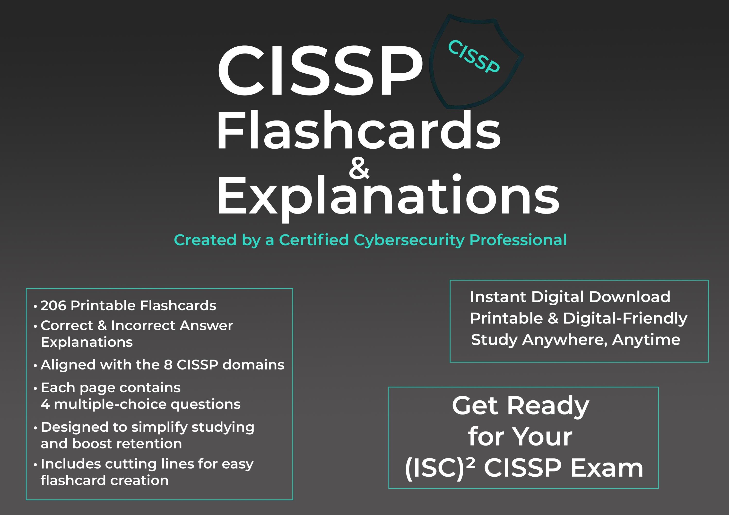 CISSP Exam Prep: 206 Flashcards With Answer Explanations (digital ...