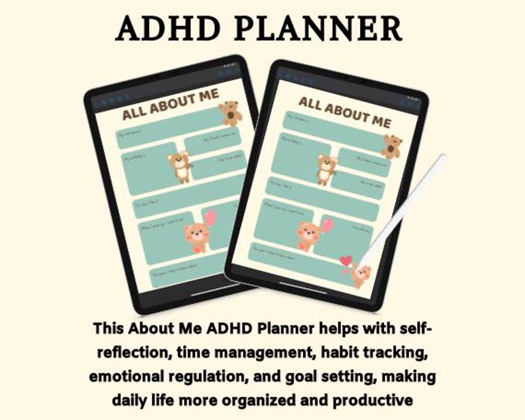 ADHD Planner for Kids, Printable All About Me Journal, Self Reflection ...