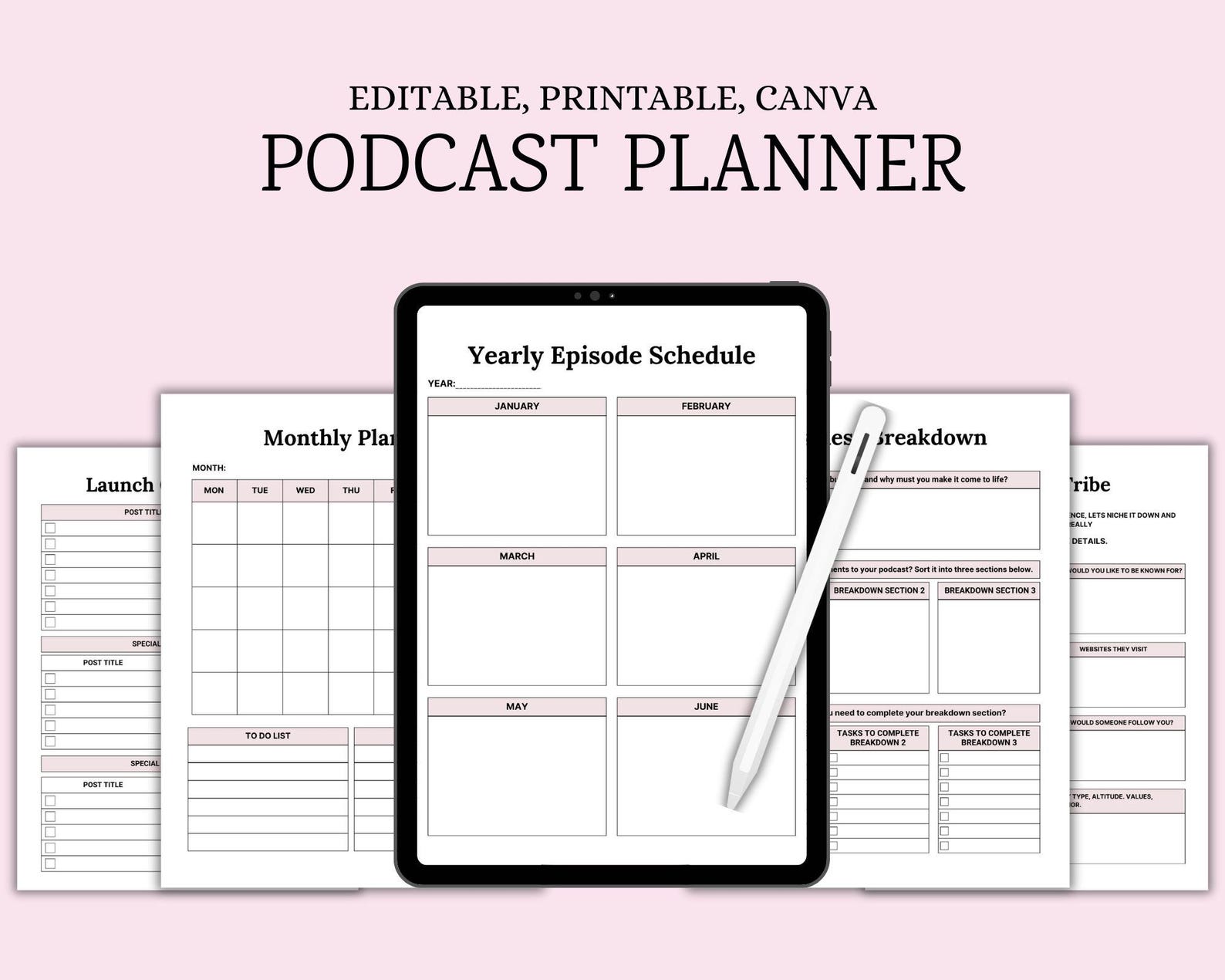 Podcast Planner Bundle - Editable and Printable Digital Planner for ...