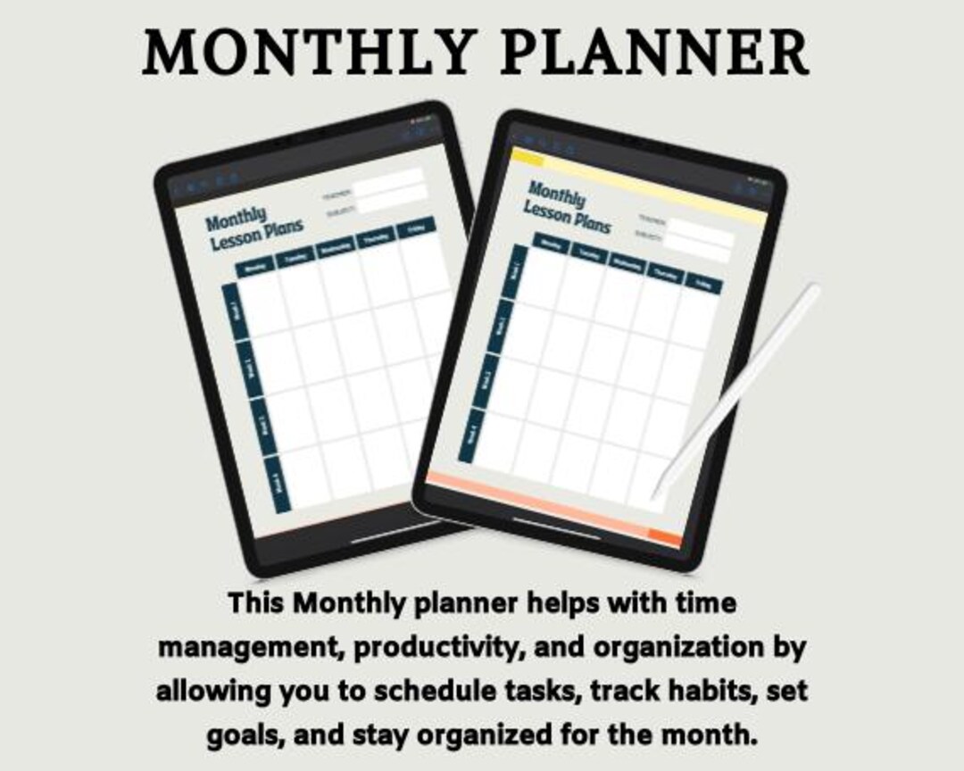 Printable Lesson Planner, Monthly Teacher Organizer, Classroom Schedule ...