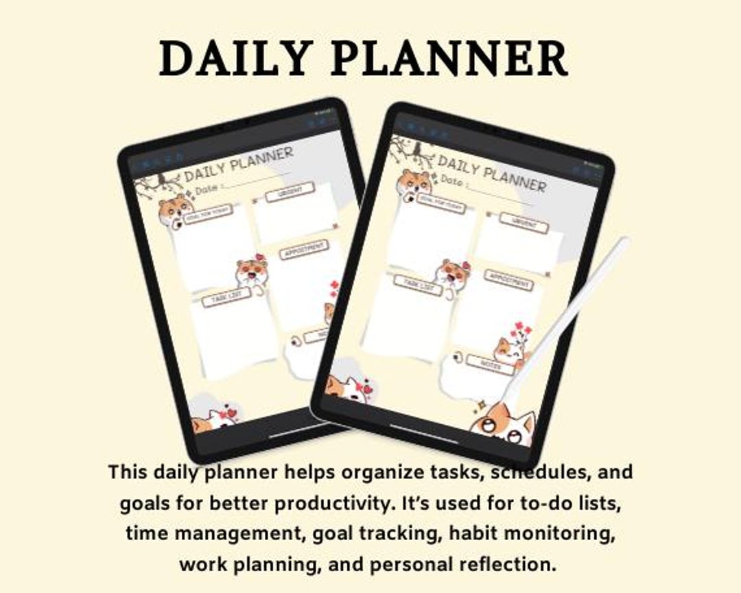 Kawaii Daily Planner, Cute Printable Planner, Digital To-do List, Task ...