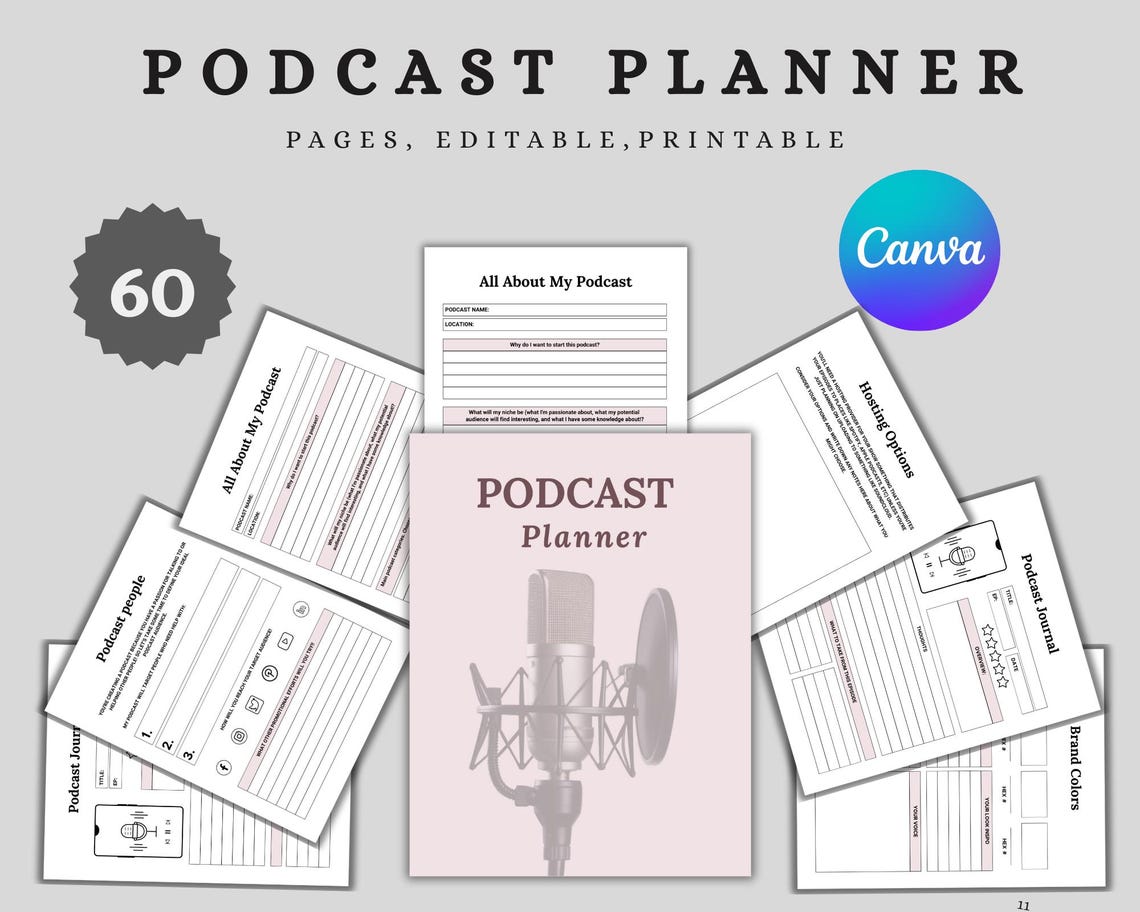 Podcast Planner Bundle - Editable and Printable Digital Planner for ...