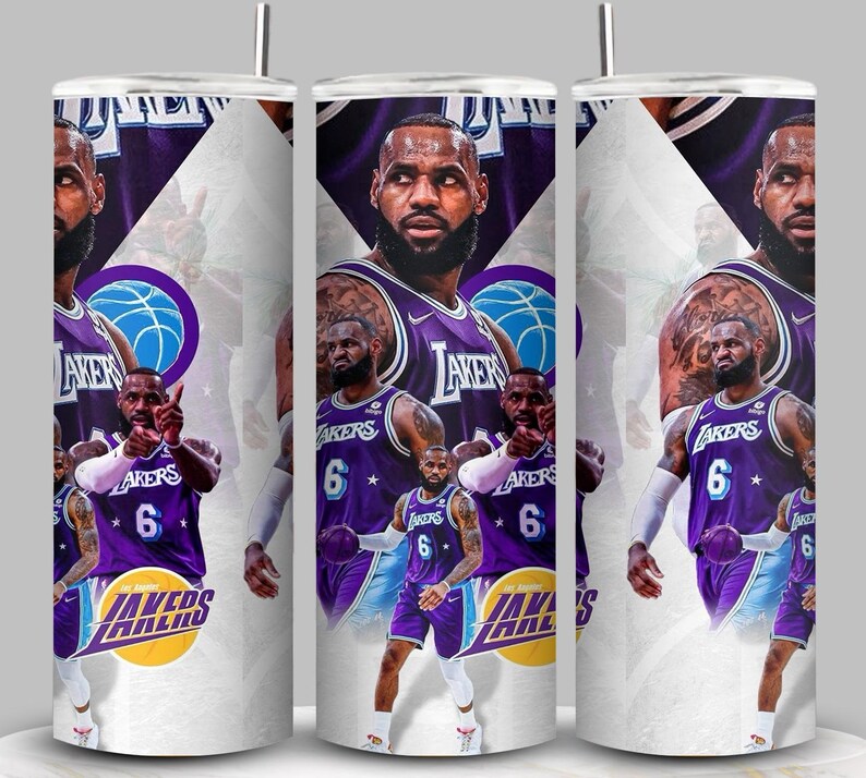 Lebron James Lakers Tumbler Wrap | Purple Jersey #6 | 20oz Skinny ...