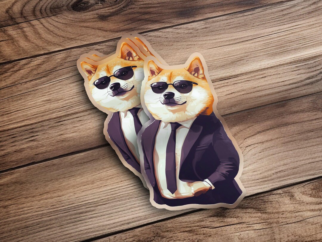 Cool Doge Dog Dogecoin Meme Printable Sticker, Hip Doge in Suit PNG ...