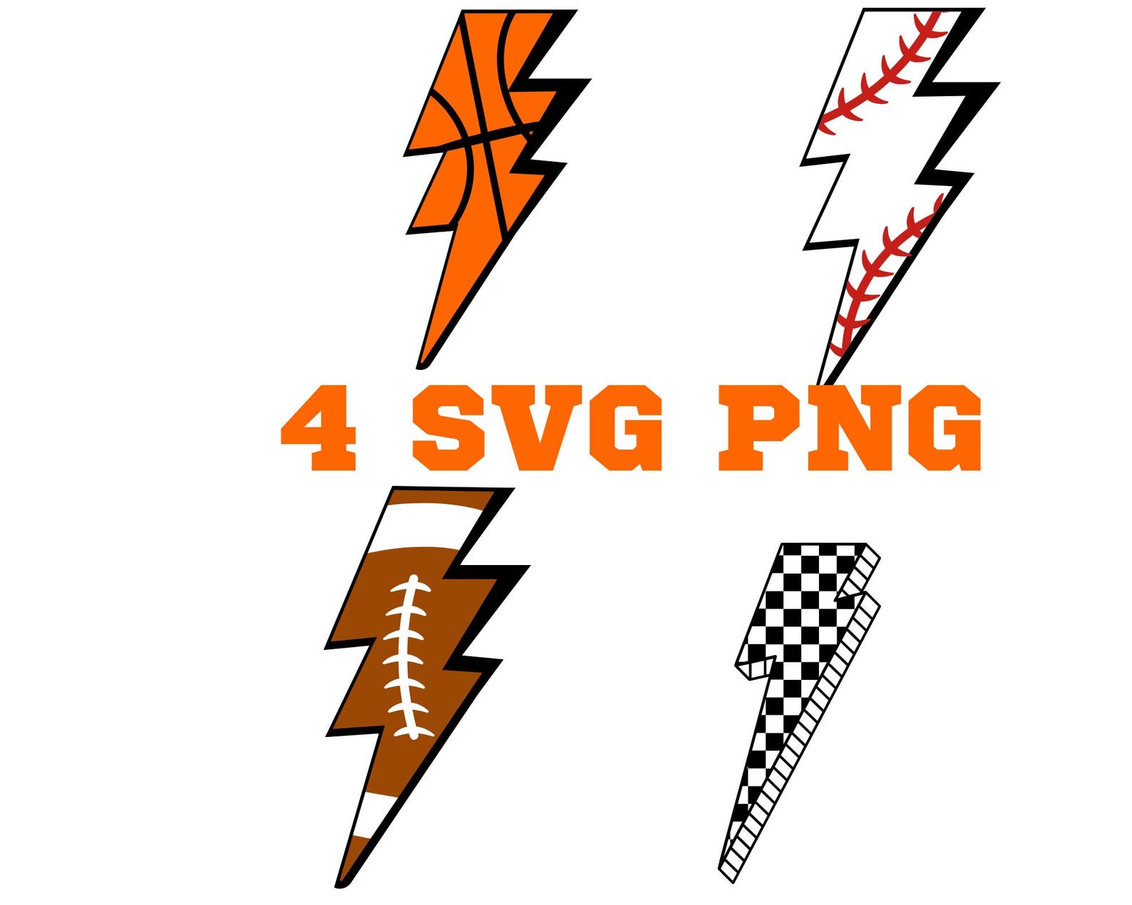 American Football Lightning,4 SVG PNG File,basketball Lightning ...