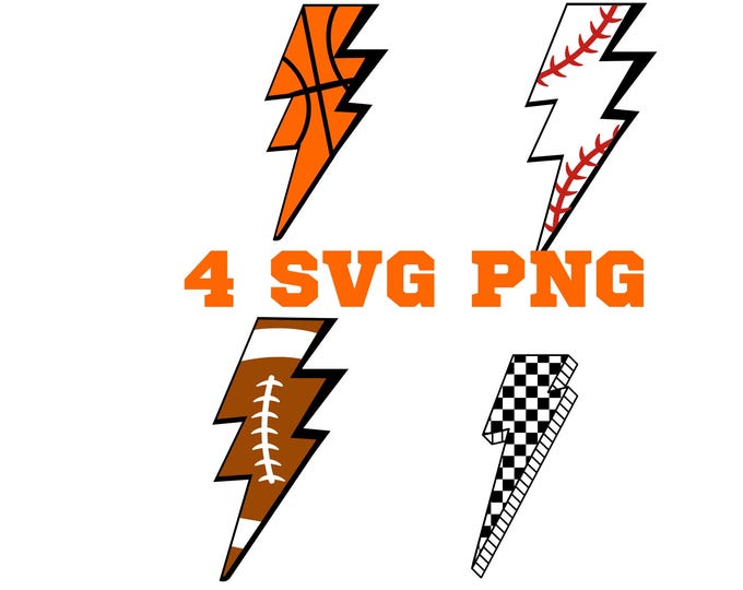 American Football Lightning,4 SVG PNG File,basketball Lightning ...