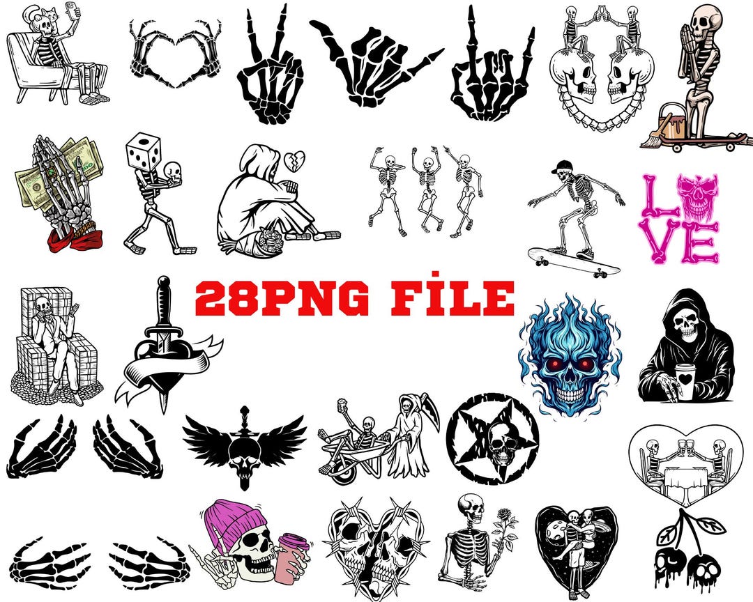 SKULL Bundle 28 PNG File, Blue Flame Skull, Skull Taking Selfies ...