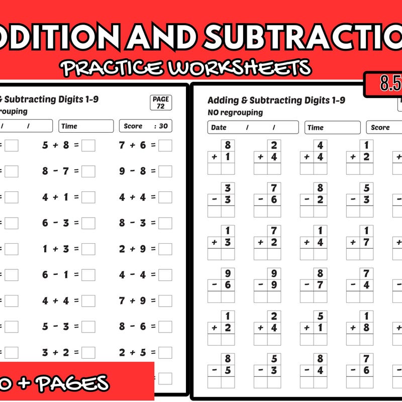 Addition Worksheets - Etsy