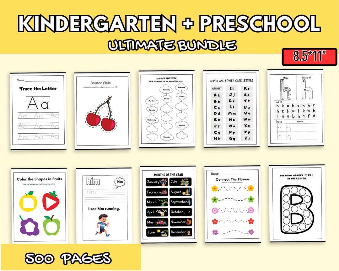 Preschool Learning Worksheets for Kindergarten Homeschool Kids ...