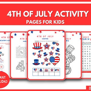 4th of July Activity Book for Kids – Printable Coloring Pages, Mazes ...