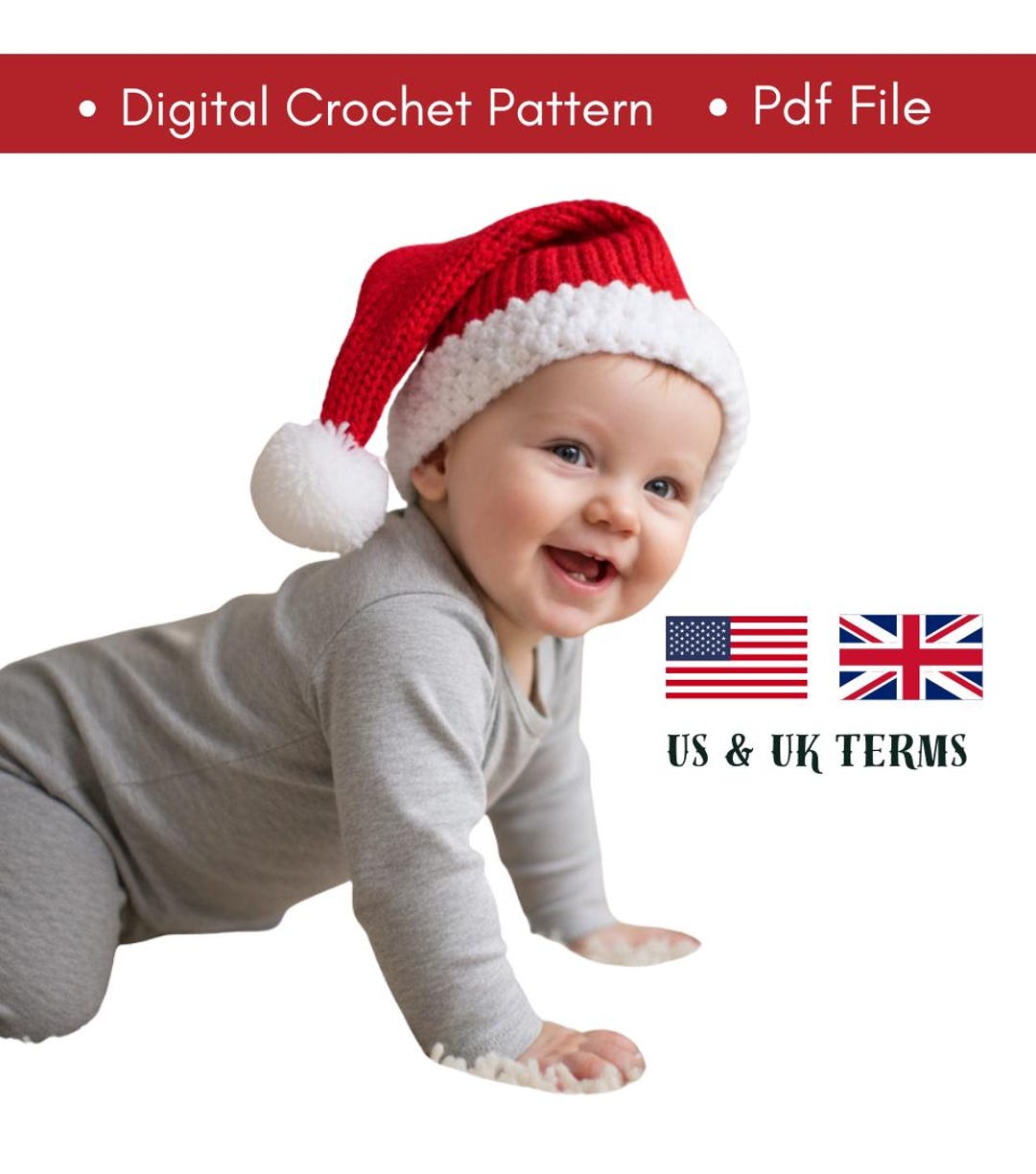 Baby Santa Hat Crochet Pattern PDF Newborn Christmas Hat Pattern Easy ...