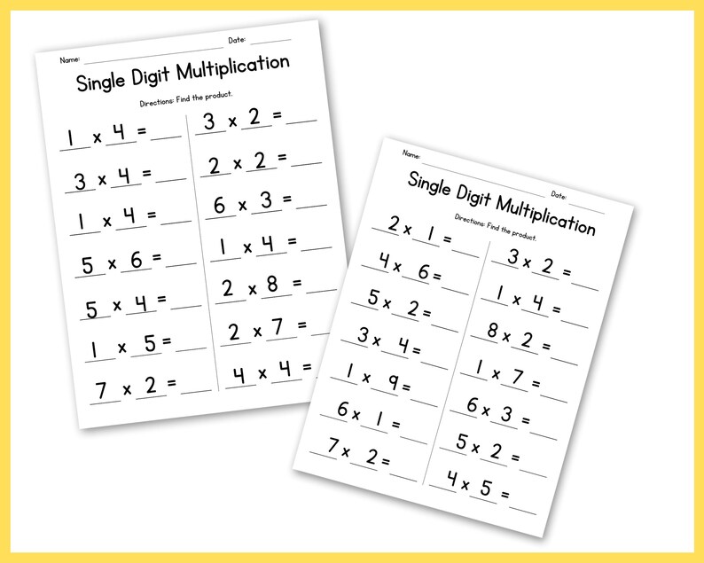 50 Fun Printable Multiplication Worksheets – Single-digit Drills (1–12 ...