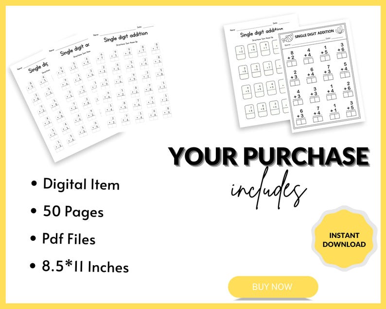 Printable Addition Worksheets Bundle Numbers 1-20 Kindergarten to 2nd ...