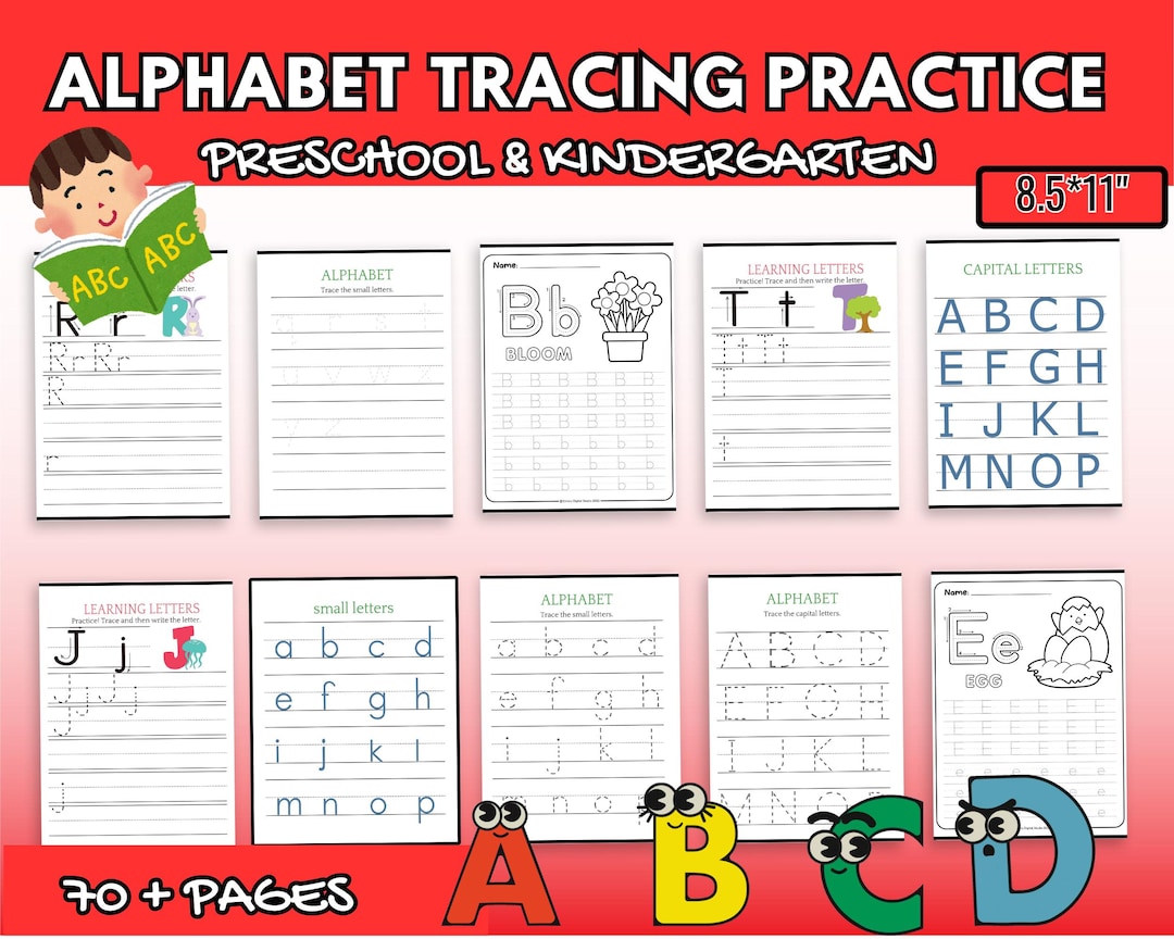 Alphabet Tracing Worksheets for Kids Printable ABC Handwriting Practice ...