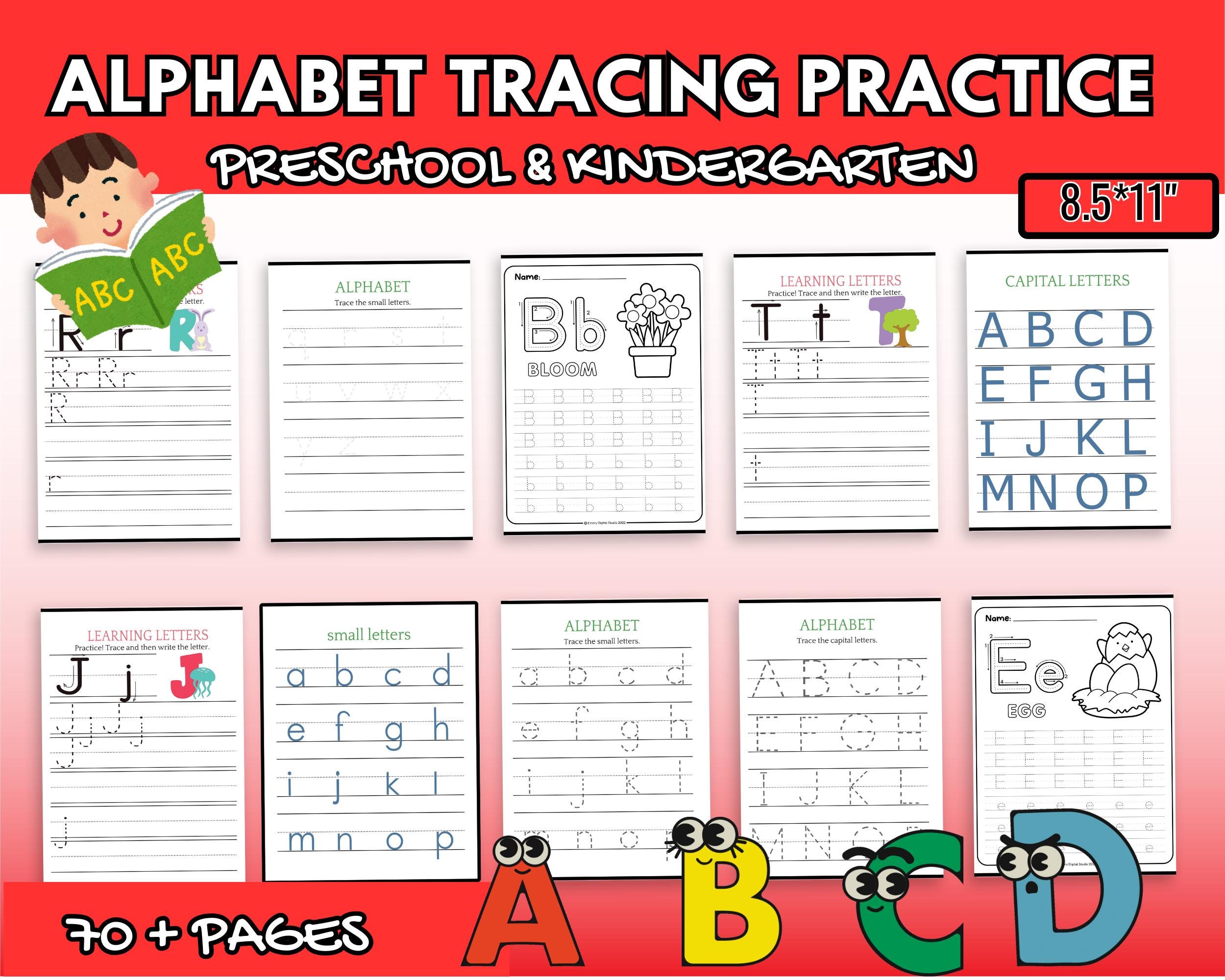 Alphabet Tracing Worksheets for Kids Printable ABC Handwriting Practice ...