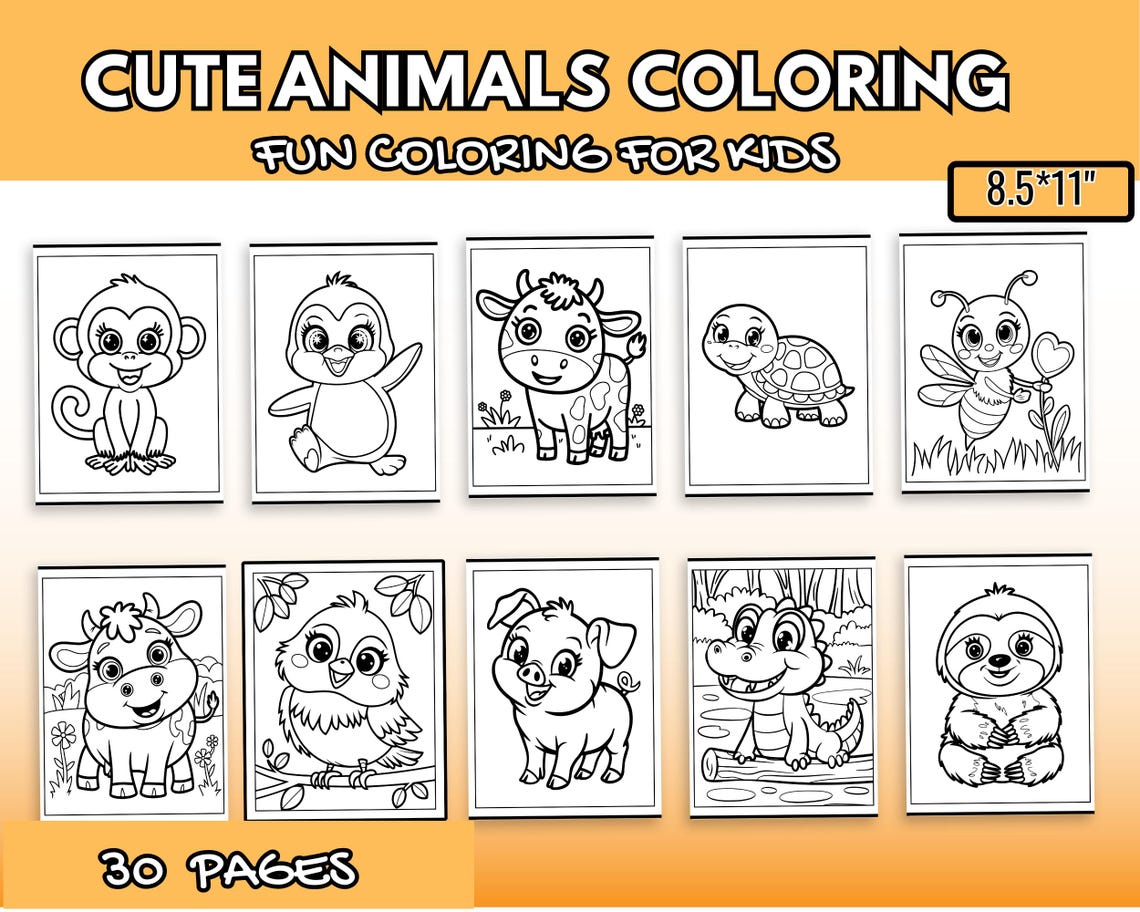 30 Animal Coloring Pages for Kids and Toddlers Zoo Farm Sea Forest ...