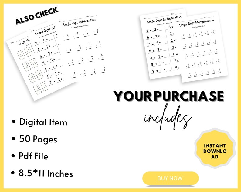 50 Fun Printable Multiplication Worksheets – Single-digit Drills (1–12 ...