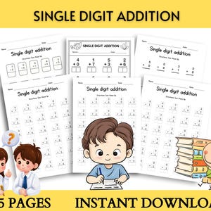 Printable Addition Worksheets Bundle Numbers 1-20 Kindergarten to 2nd ...