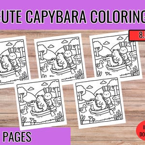 Cute Capybara & Friends Coloring Pages for Kids Capybara Crocodile ...