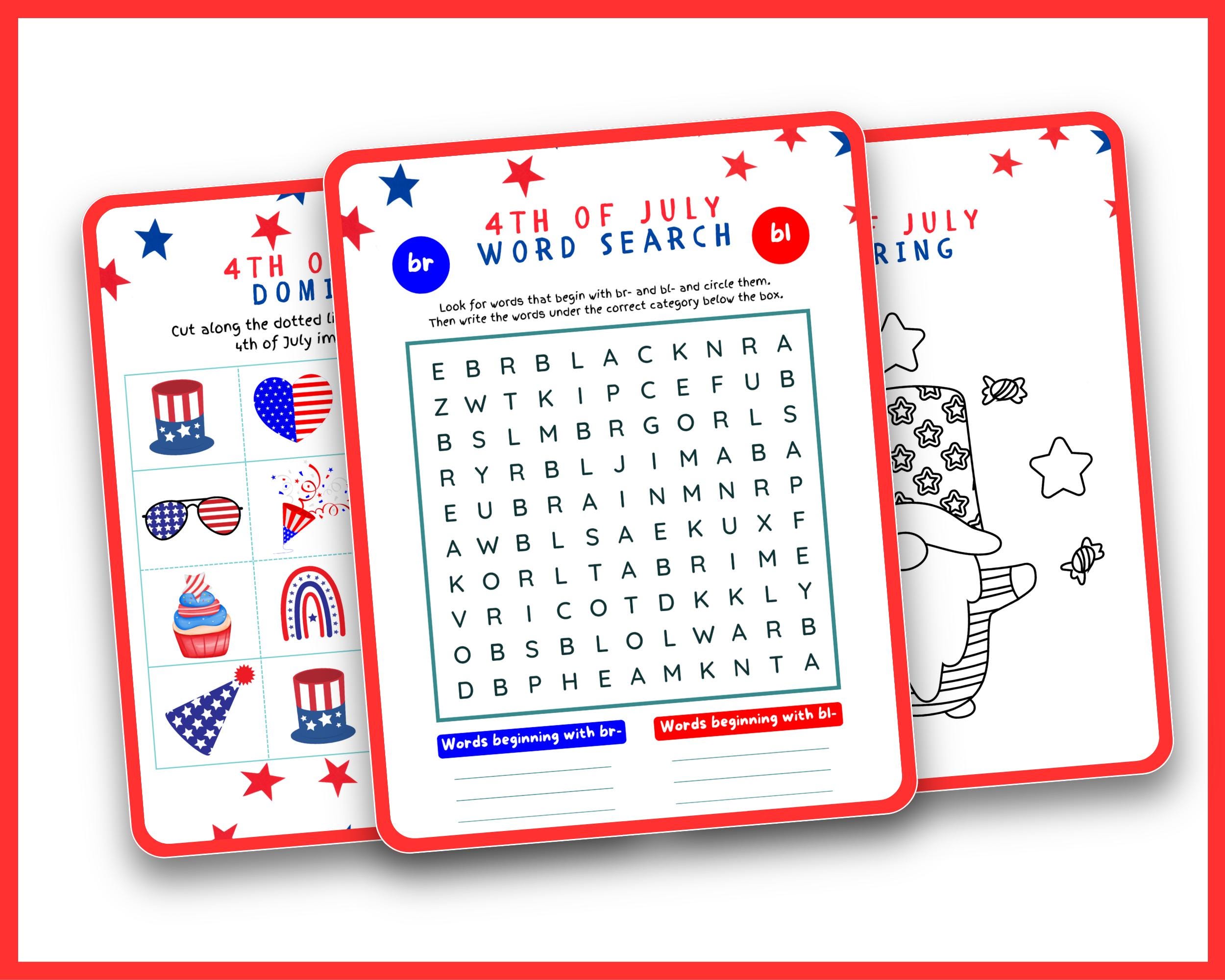 4th of July Activity Book for Kids – Printable Coloring Pages, Mazes ...