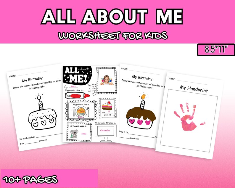 All About Me Printable Kids Worksheet – Back to School Get to Know Me ...