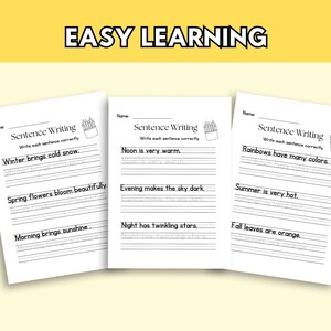 Sentence Writing Practice Printable Worksheet Writing Sentences ...