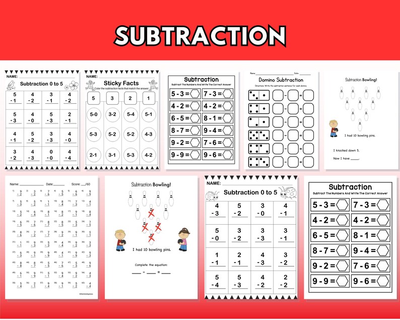 Grade 1 Math Worksheets Addition Subtraction Practice First Grade Math ...