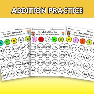 10 Printable Addition Worksheets Dot a Dot Math Activity Fun Math ...