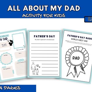 All About My Dad Printable Father's Day Coloring Page Questionnaire for ...