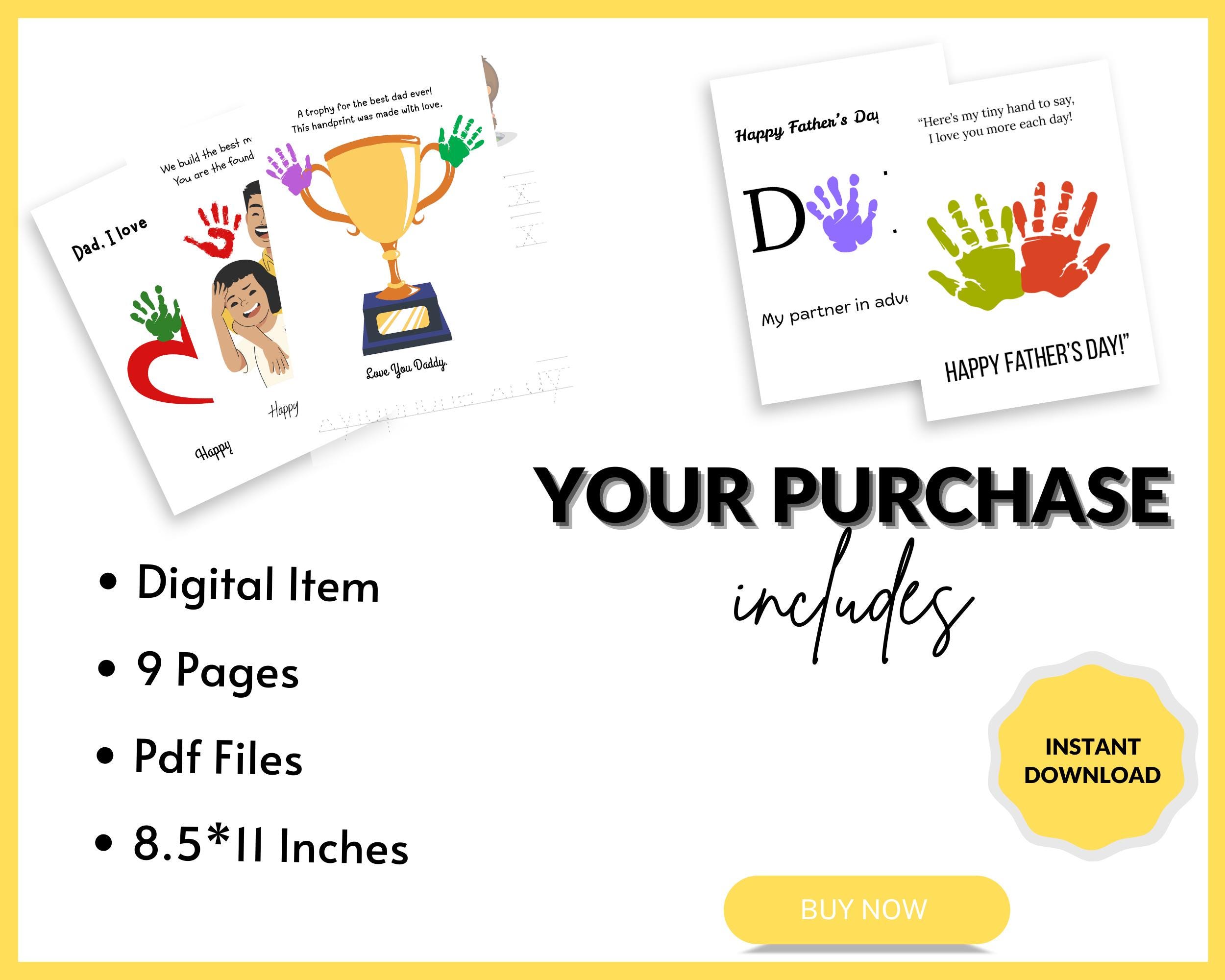 Father’s Day Printable Handprint Art Bundle – Kids Craft Activity, DIY ...