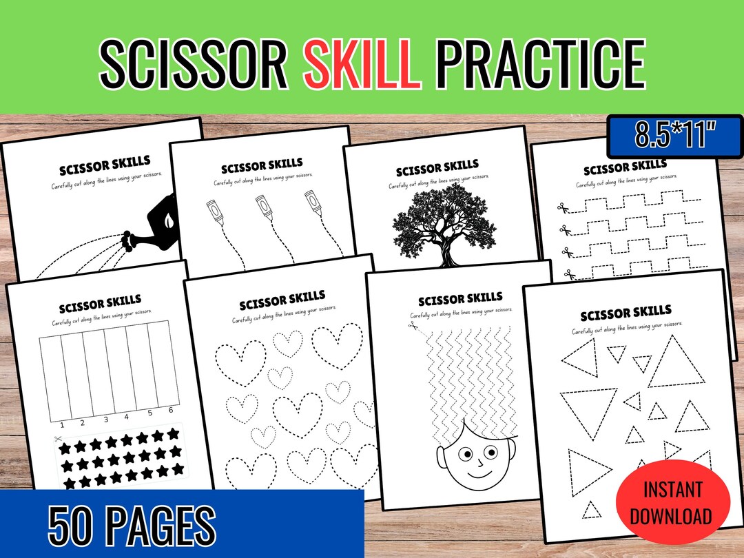 Scissor Skills Cutting Printable Scissor Practice Sheets Cutting ...