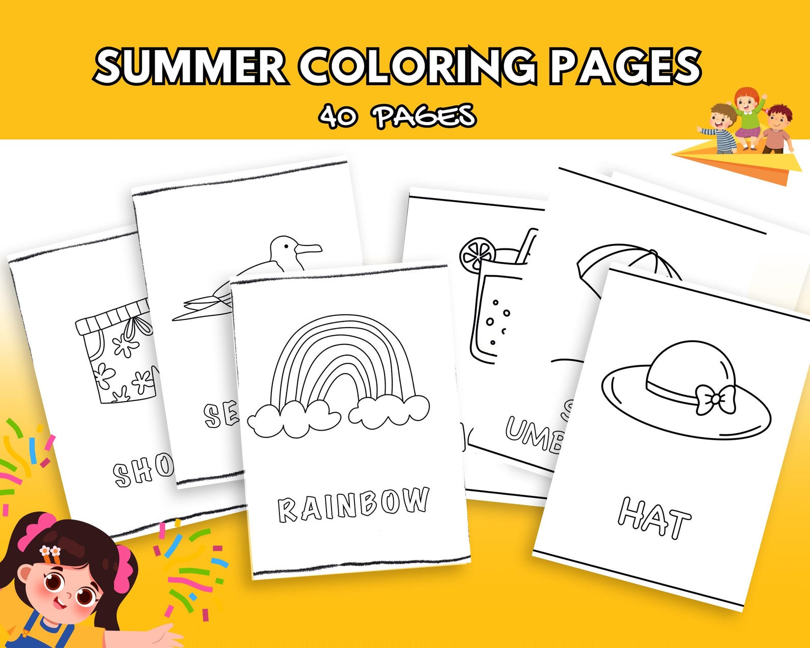 Kids Summer Coloring Pages Printable Summer Coloring Sheets Summer ...