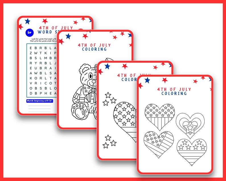 4th of July Activity Book for Kids – Printable Coloring Pages, Mazes ...