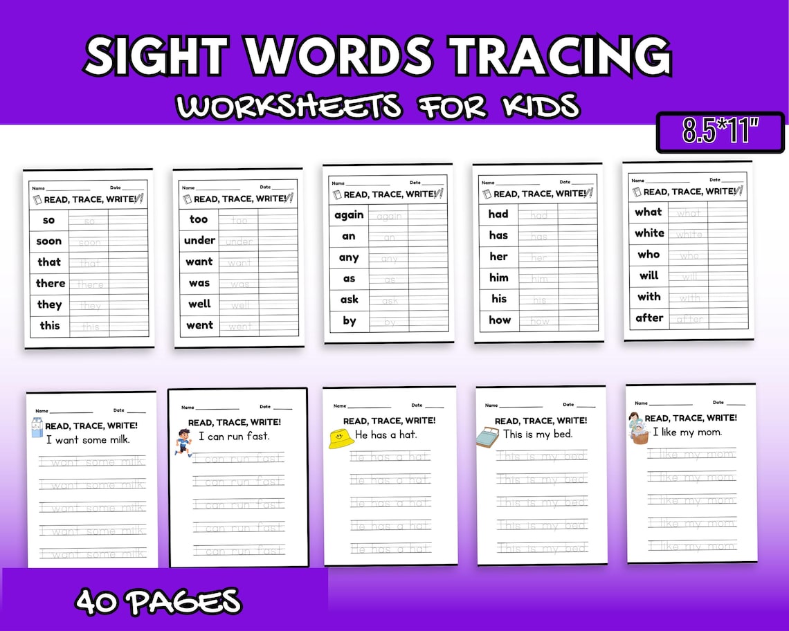 Mix & Match Sight Word Worksheets for Kids Kindergarten 1st Grade ...