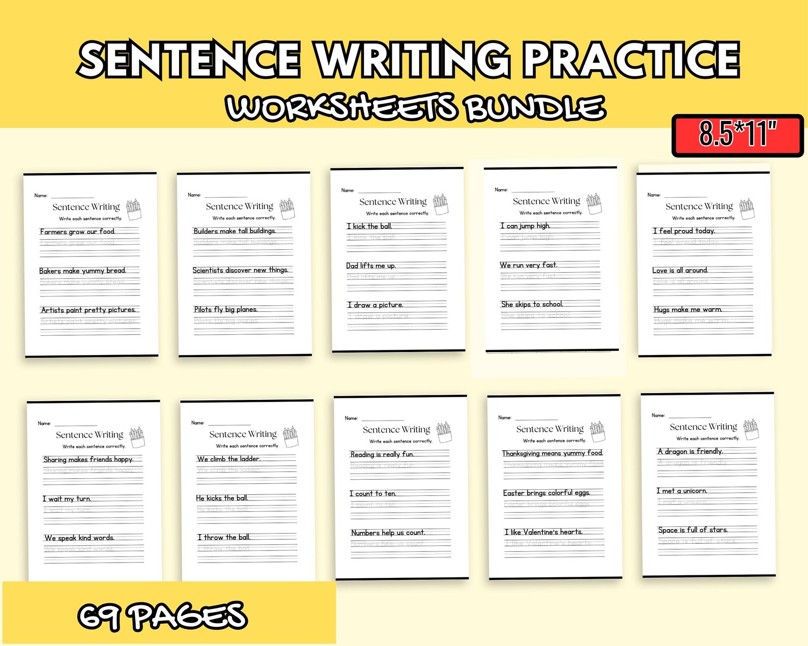 Sentence Writing Practice Printable Worksheet Writing Sentences ...
