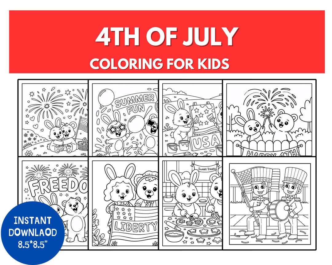 4th of July Coloring Book for Kids 15 Printable Patriotic Pages With ...