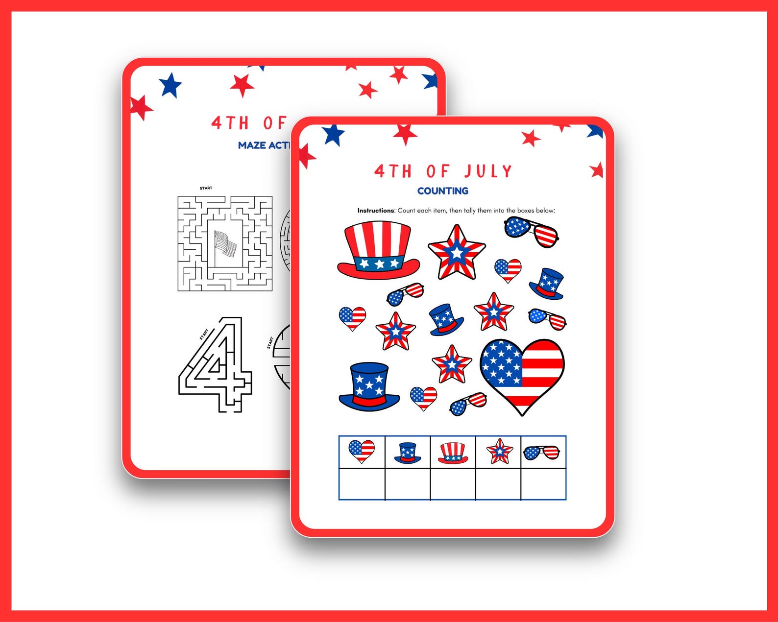 4th of July Activity Book for Kids – Printable Coloring Pages, Mazes ...
