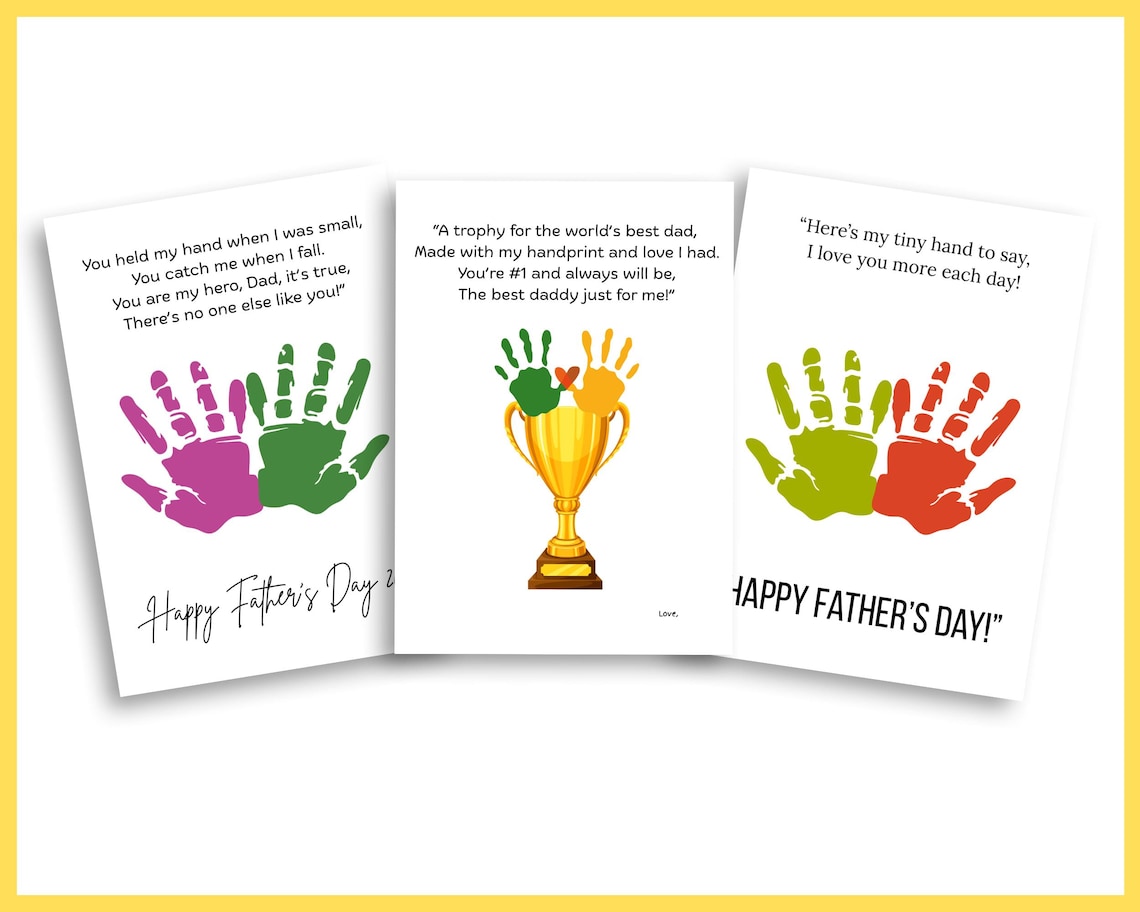 Father’s Day Printable Handprint Art Bundle – Kids Craft Activity, DIY ...